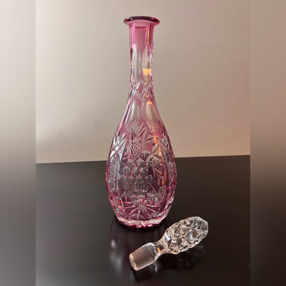 Dining | Antique Cut Glass Decantercordial Set Nice Cranberry | Poshmark